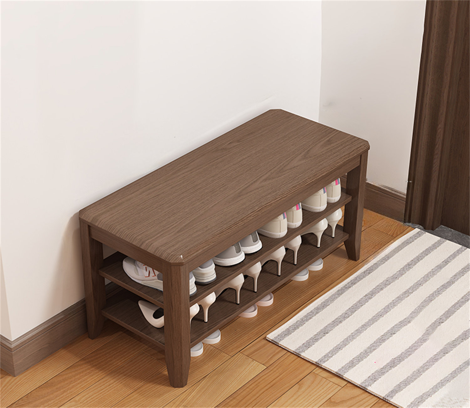 longxinlong Solid Wooden Shoe Stool Multi-Layer Can Sit Shoe Rack | Wayfair