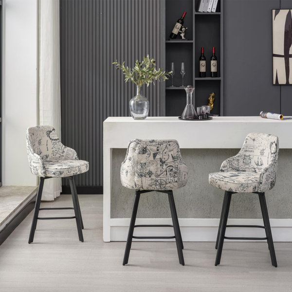 George Oliver Bar Stools Set of 2/3/4, 26/30" Swivel High Back Bar ...