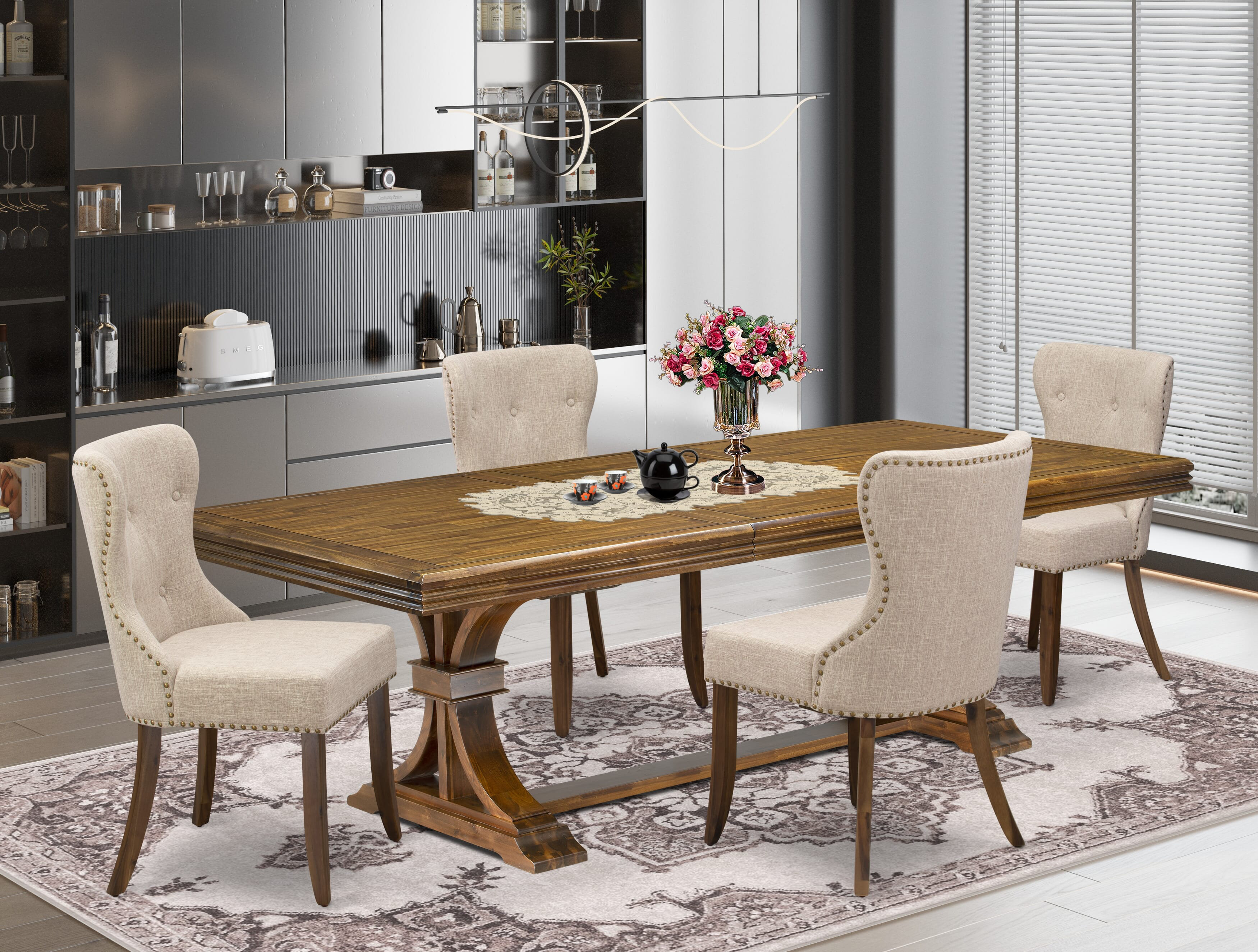 Red Barrel Studio® Dining Table Set consists of a Modern Kitchen Table ...