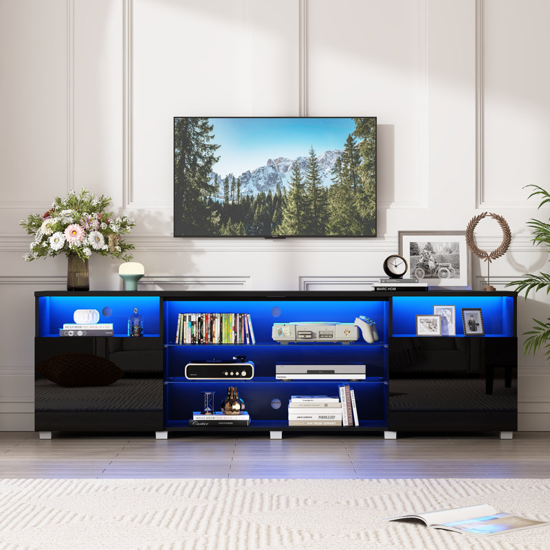 Ivy Bronx High Glossy Led Tv Stand For 90 Inch Tv, With Adjustable ...
