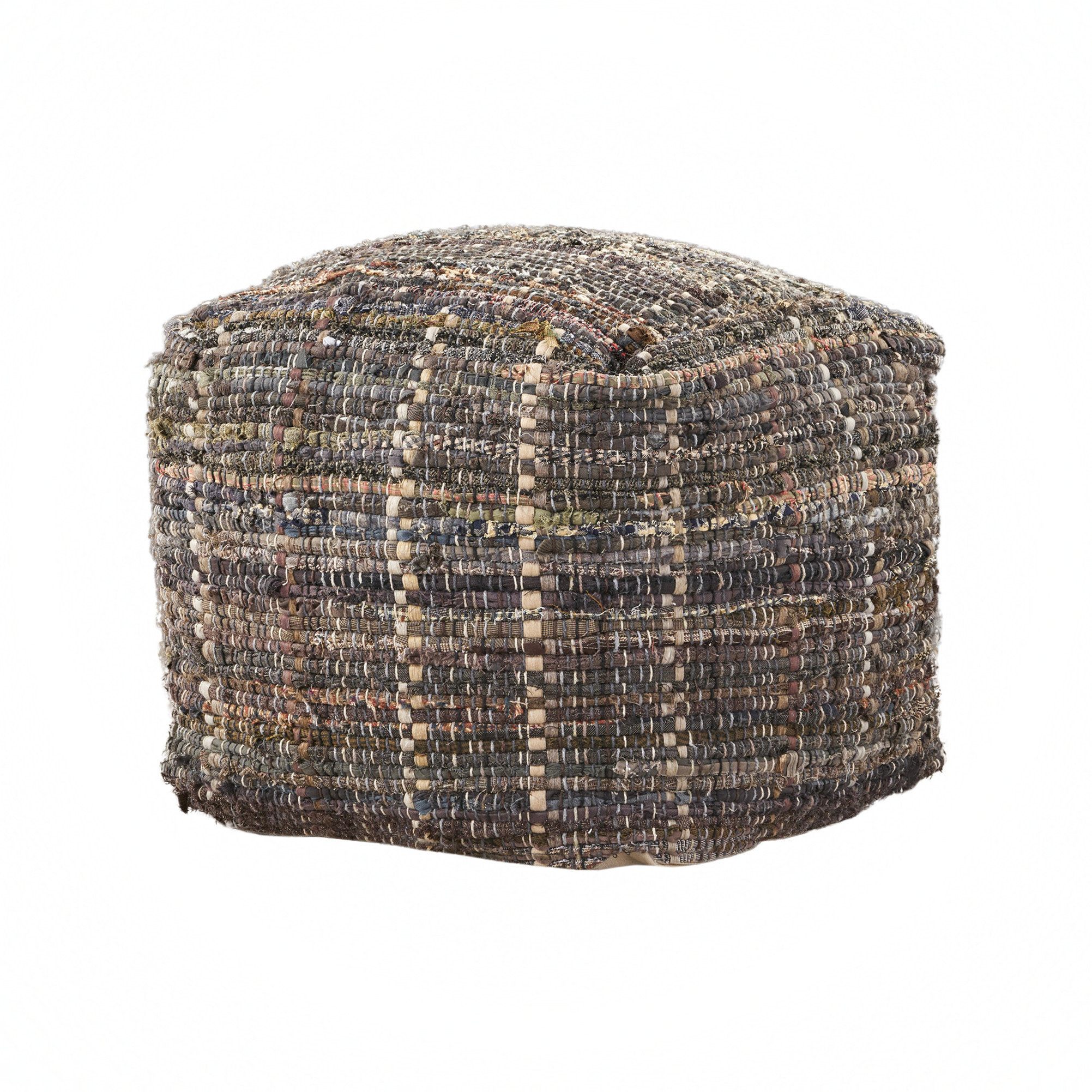 Dakota Fields Multicolor Braided Design Handcrafted Fabric Pouf,Eco ...