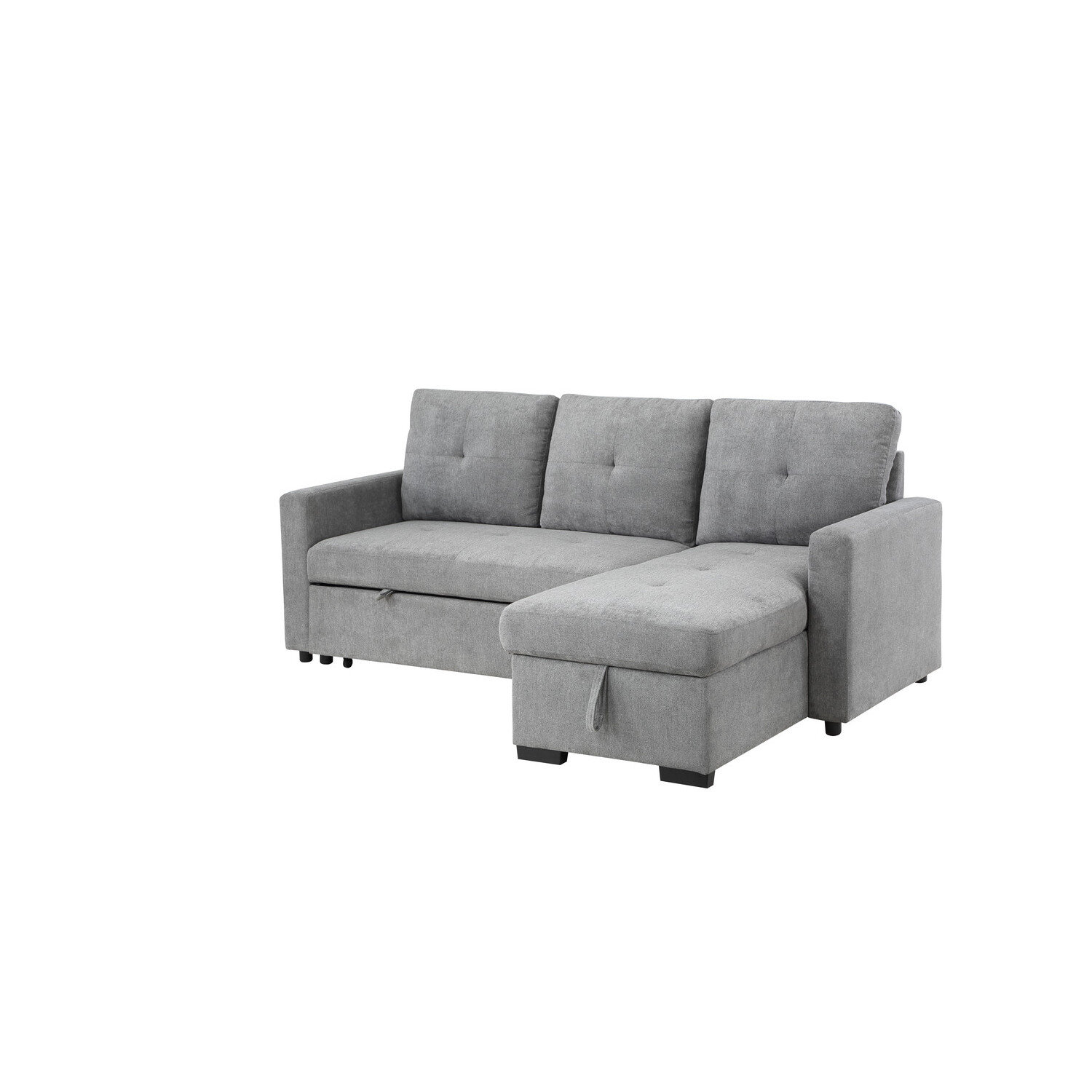 Latitude Run® Rustic Ranch Gray Fabric Reversible Sleeper Sectional ...