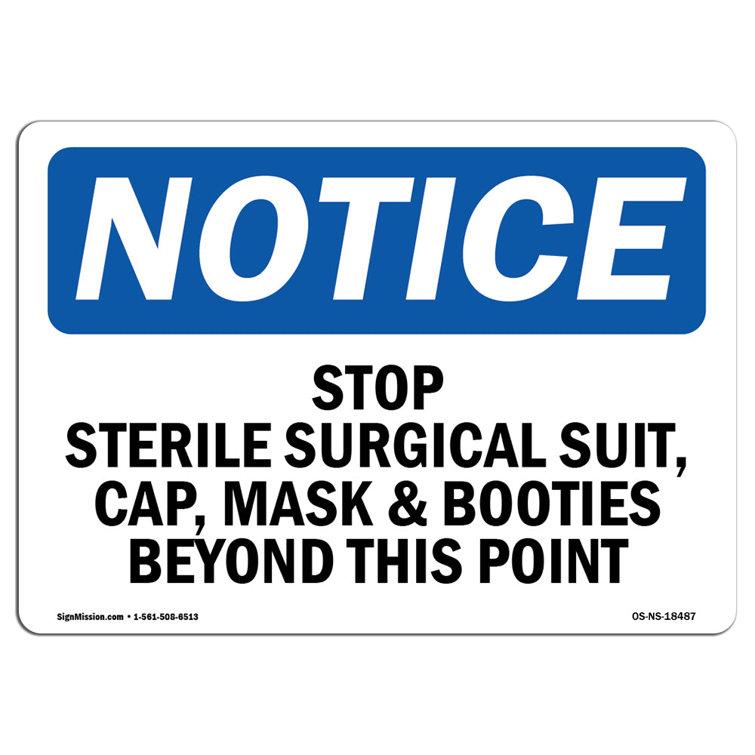 SignMission Stop Sterile Surgical Suit Cap Mask & Sign | Wayfair