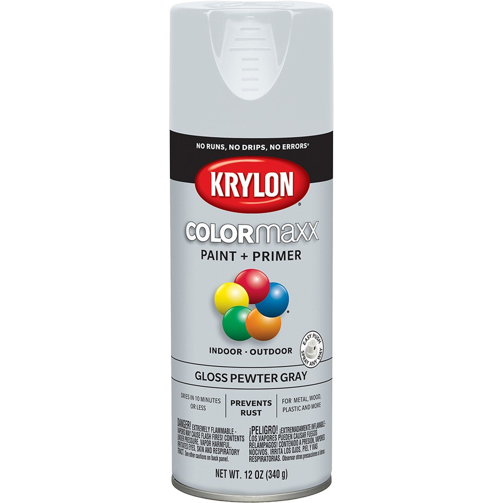 FixtureDisplays Krylon K05531007 12Oz Gloss Pewter Gray Colormaxx Spray ...