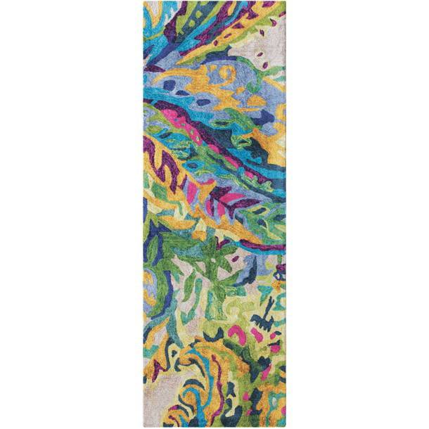 CompanyC Galleria Floral Handmade Tufted Wool Blue/Green/Yellow Area ...