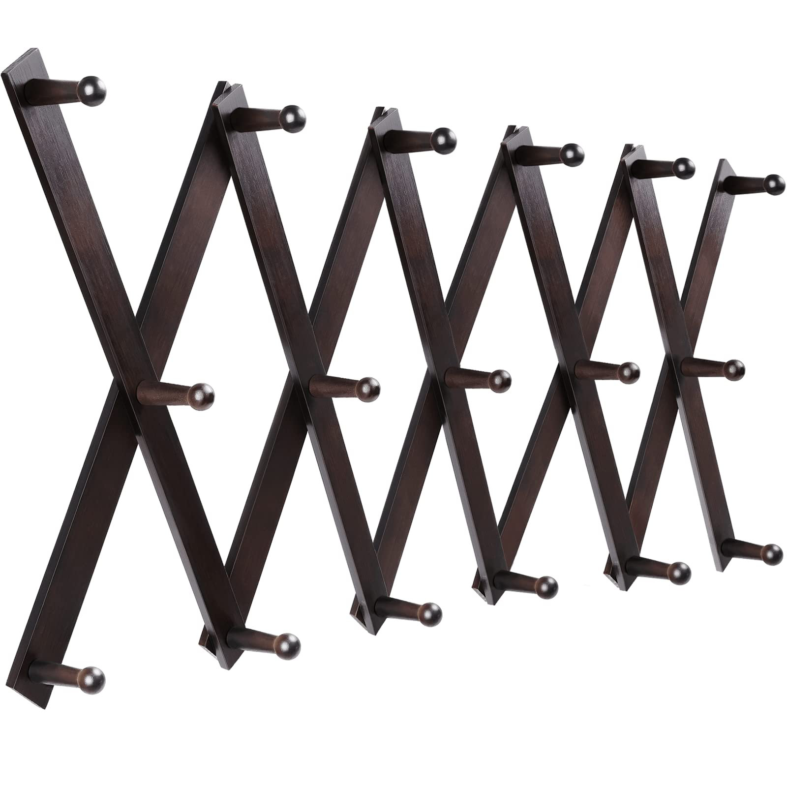 Latitude Run® Vintage 17 Hooks Wooden Expandable Folding Wall Hanger ...