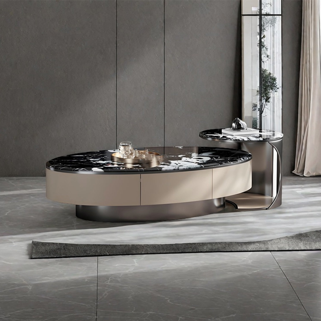Wu's StylishVault Light luxury oval marble coffee table | Wayfair