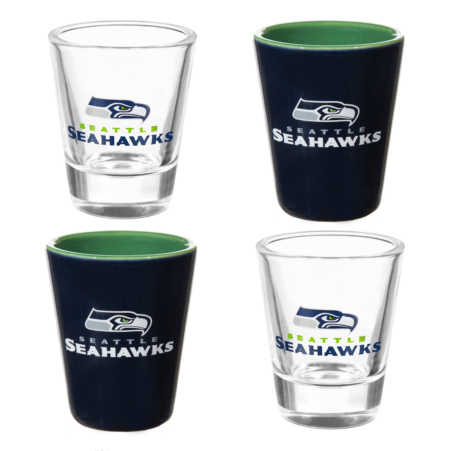 Evergreen Enterprises, Inc 4-Piece Ceramic and Glass 2oz. Cup Set ...