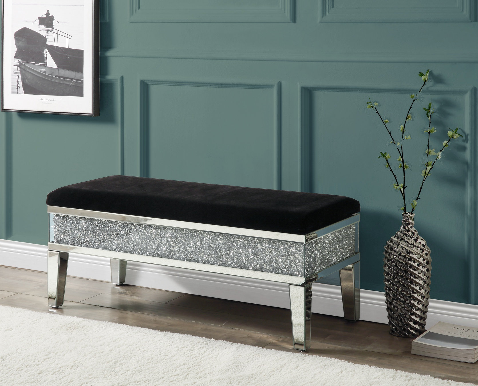 Everly Quinn Mirrored Storage Bench - Wayfair Canada