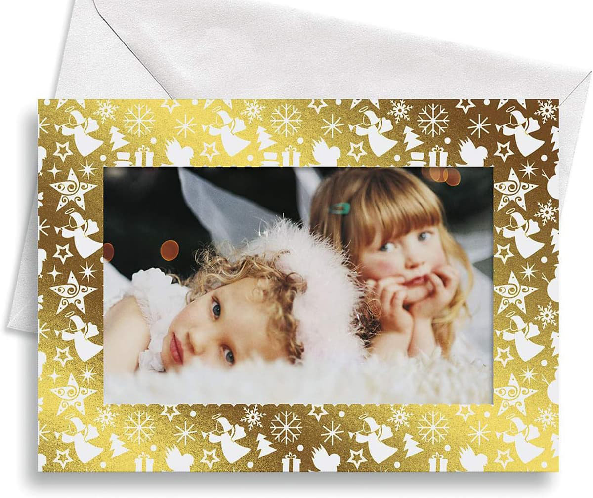 The Holiday Aisle® Deluxe Set of 18 Gold Foil Christmas Card Photo ...