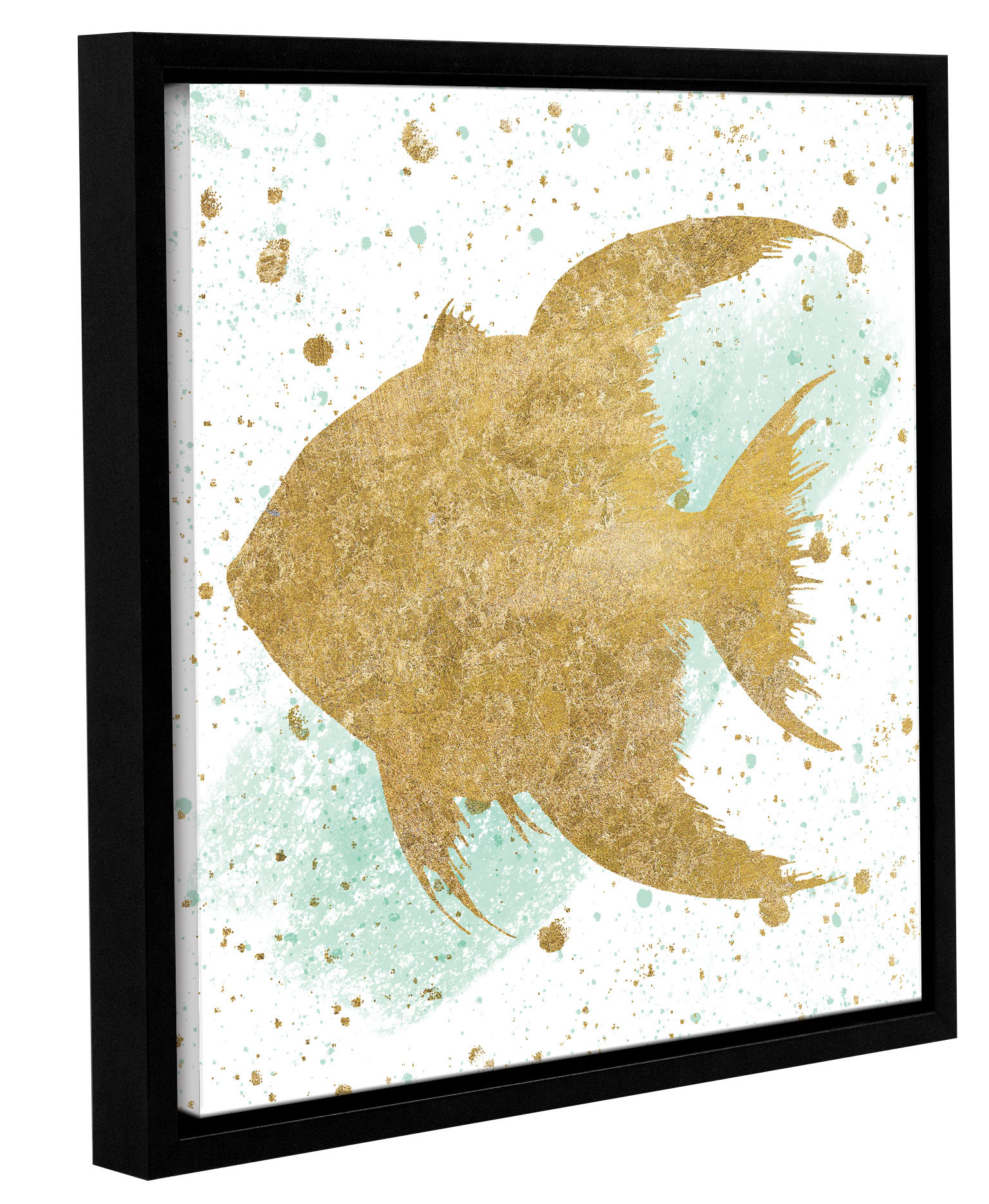 Highland Dunes 'Silver Sea Life Aqua Fish' Framed Graphic Art Print on ...