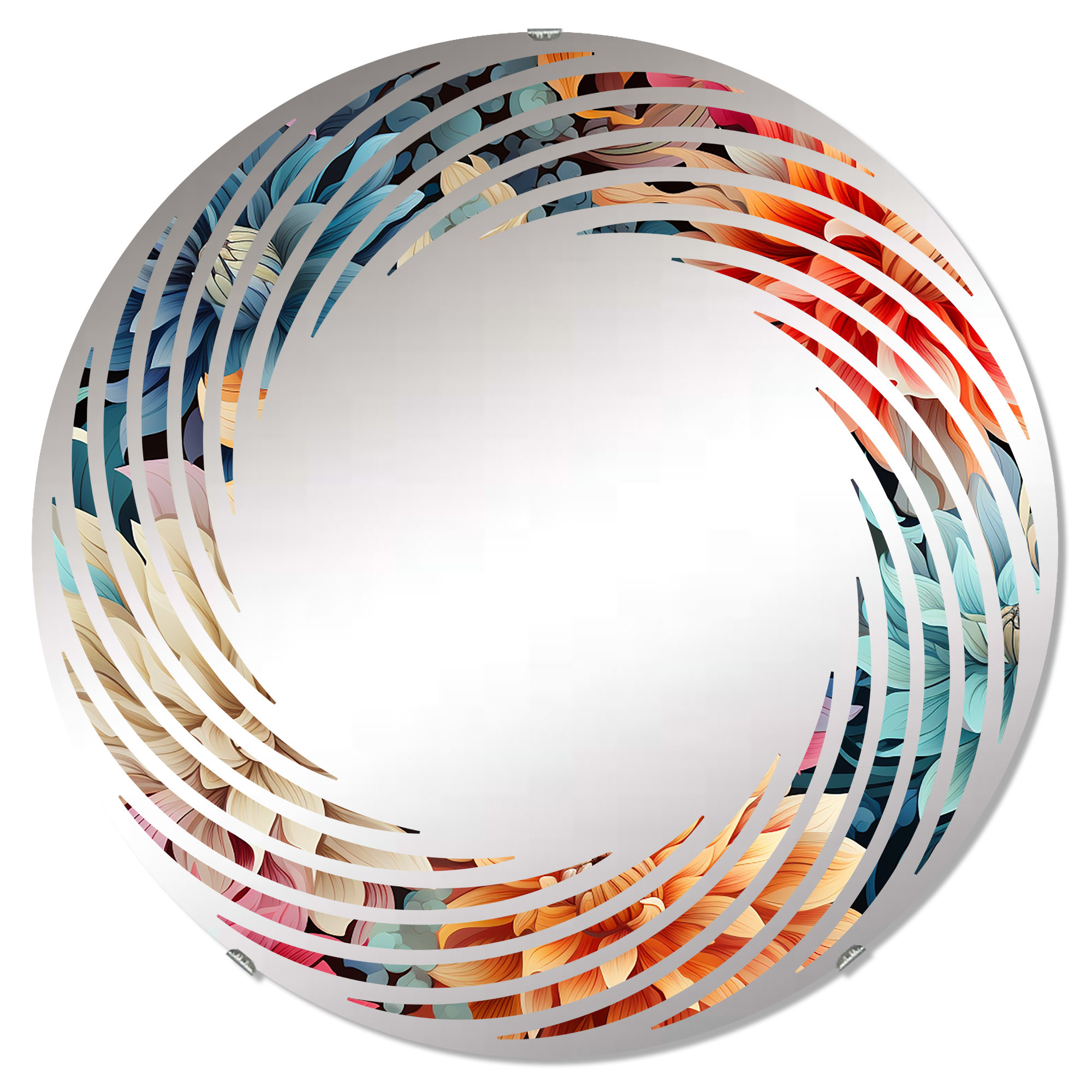 Design Art Vibrant Garden Dive Floral Pattern - Spiral Wall Mirror ...
