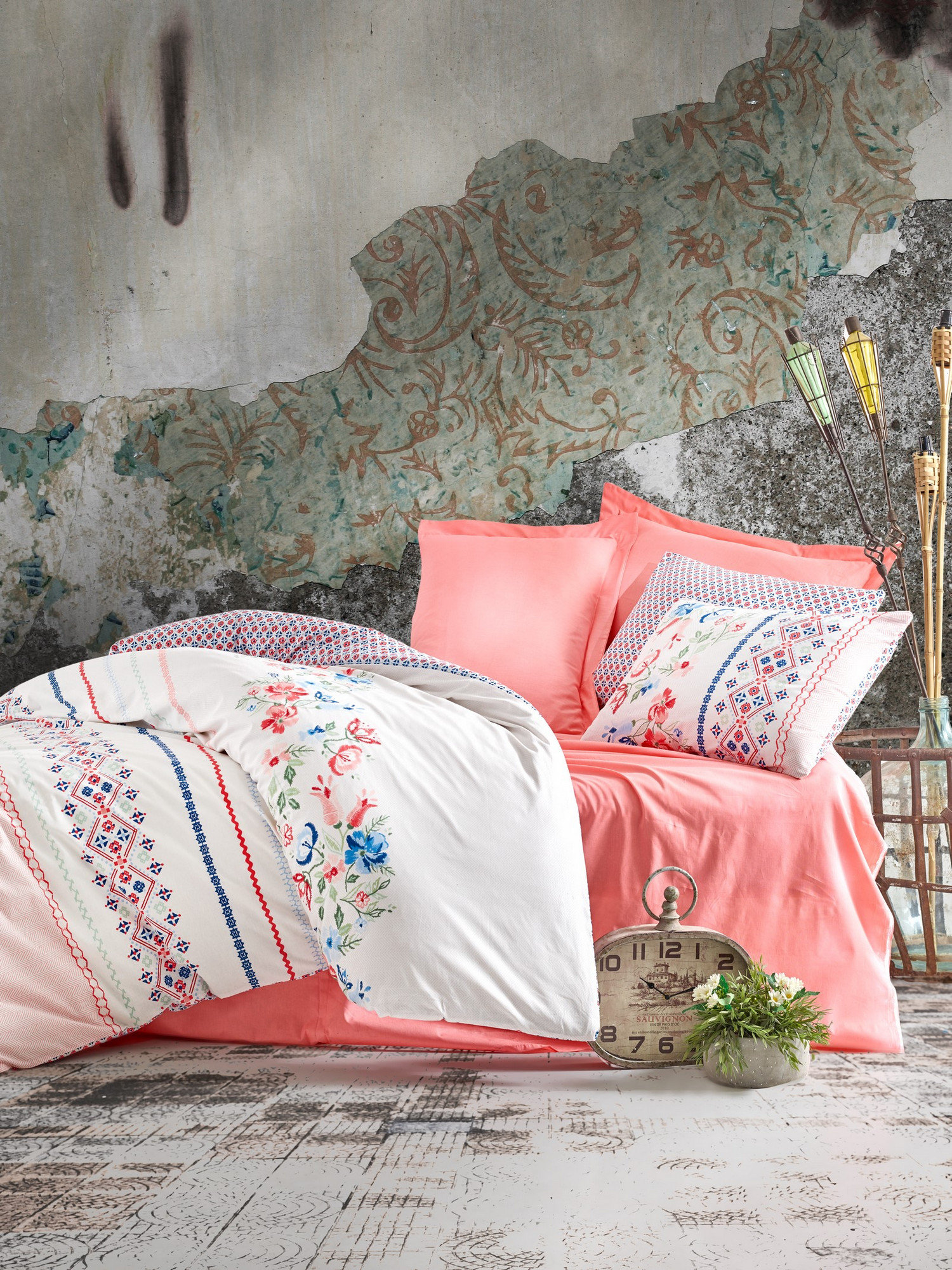 Asir Group INC Bilbao Pink/White 100% Cotton Traditional Duvet Cover ...