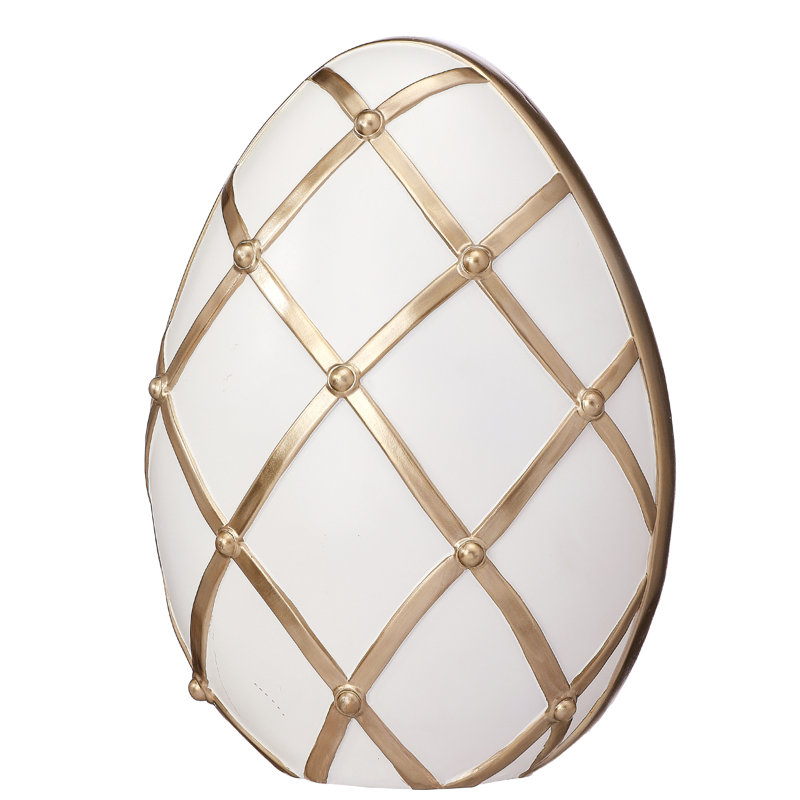 The Holiday Aisle® 12.75" Resin Lattice White Chocolate Egg - Wayfair ...