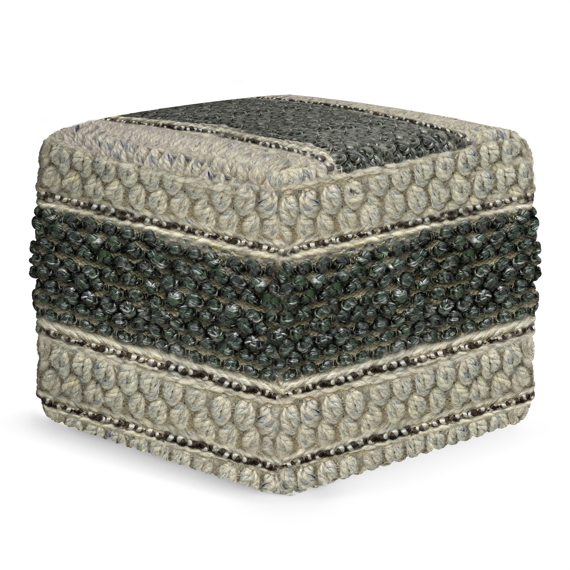Trule Grady - Square Pouf - Blue / Natural - Wayfair Canada