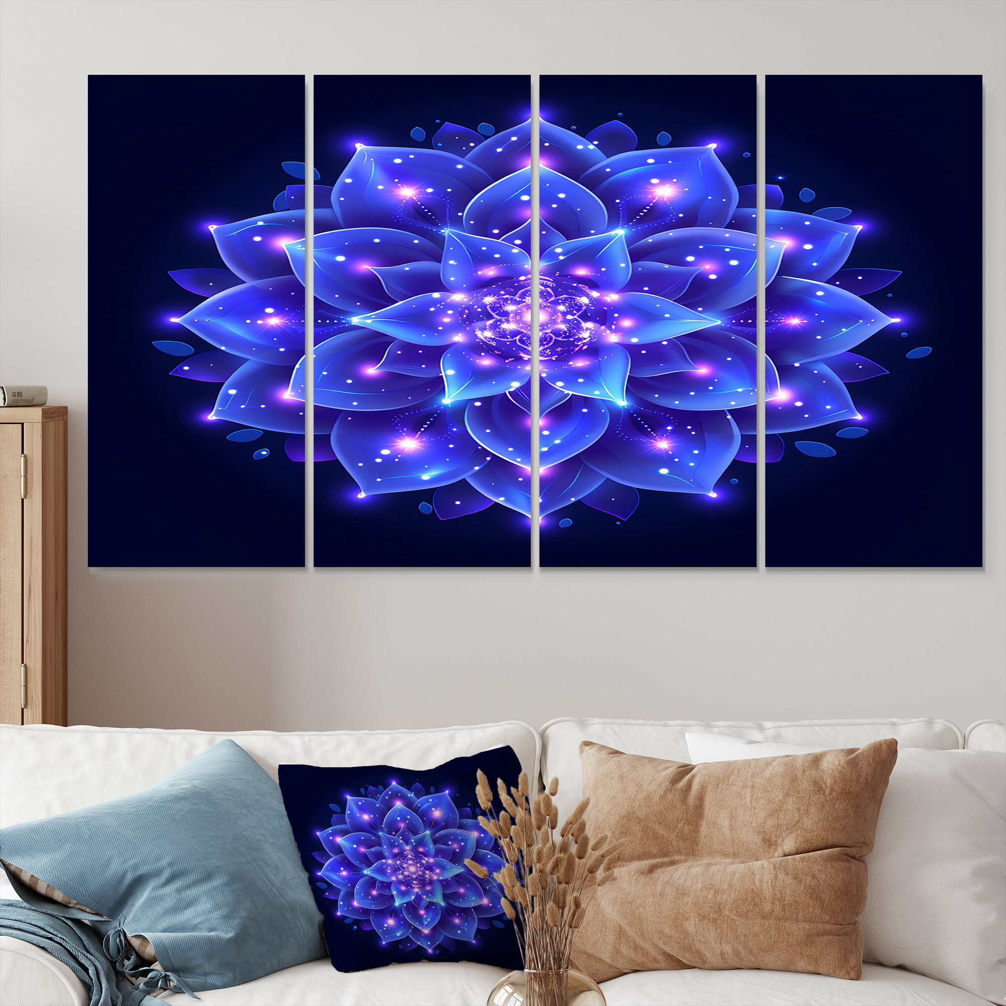 Dakota Fields Neon Purple Cosmic Lotus Flower - Boho Mandala Wall Art ...