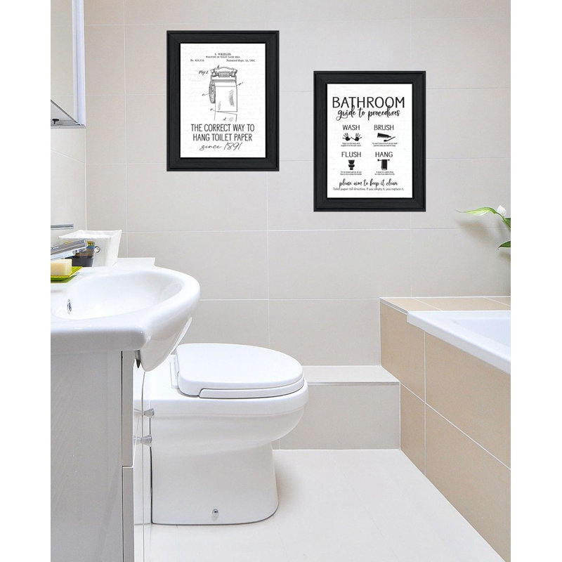 Trinx "Bathroom Guide To Procedures" Framed Wall Art For Bathroom, Wall ...