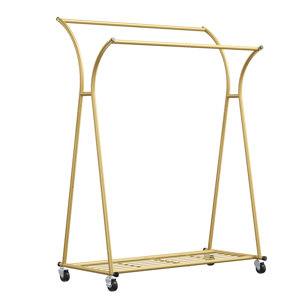 Rebrilliant Madelein Rolling Clothes Racks, Heavy Duty Garment Rack ...