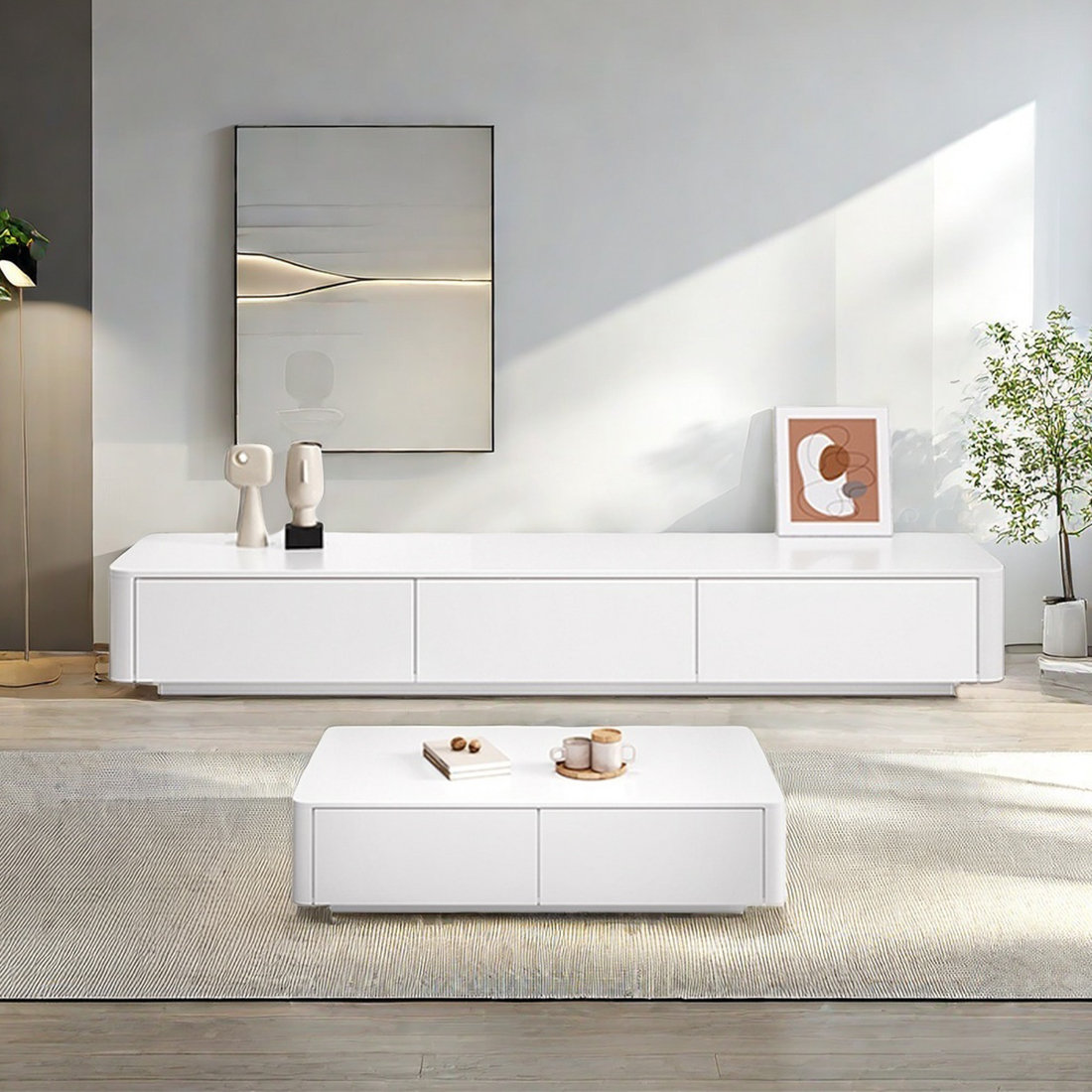 Orxva Galaxy Nordic Style Wood TV Stand and Coffee Table Set - Wayfair ...