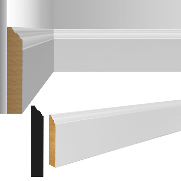 Art3d 96'' x 3.23'' Wall Baseboard Molding Trim,MDF Skirting Board,Set ...