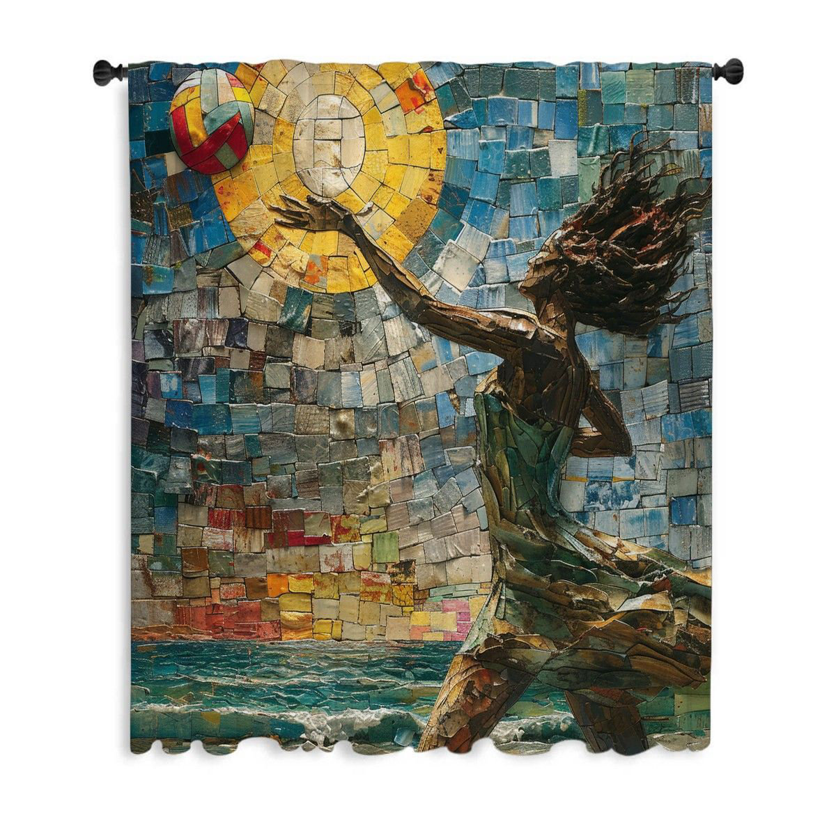 East Urban Home Volleyball Window Curtains, Sports illustration ...