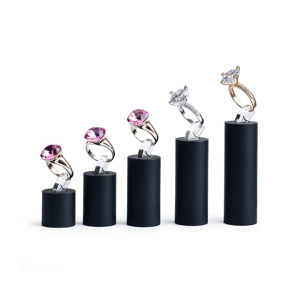 Ivy Bronx Black Acrylic Ring Display Stand, Set Of 7 Cylindrical ...