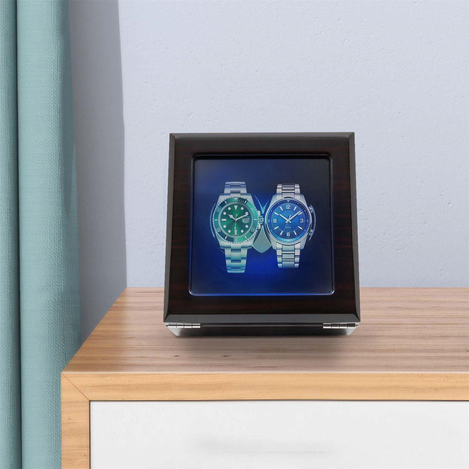 Ivy Bronx Blue LED Light Watch box | Wayfair