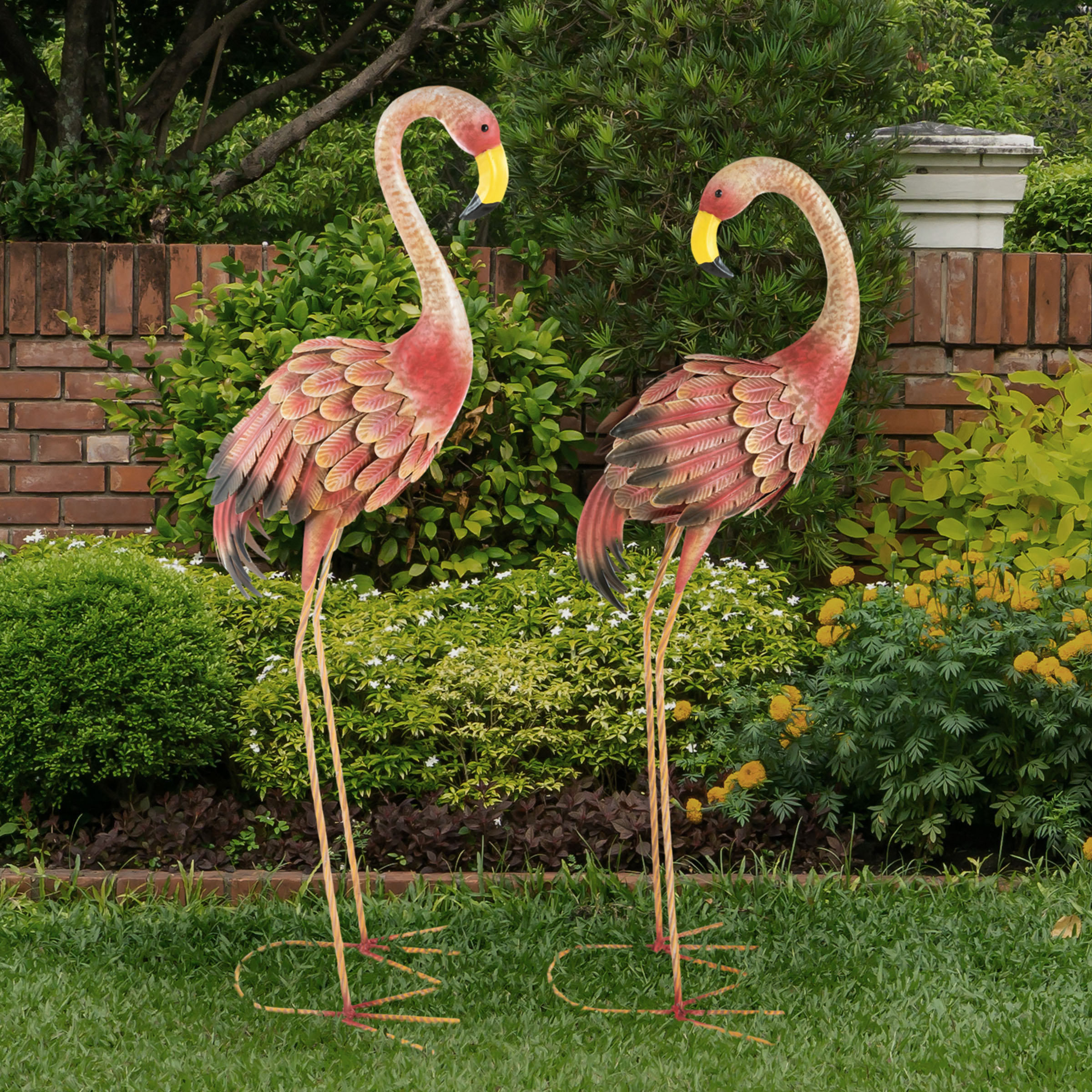 Bay Isle Home™ Sandborn Flamingo Garden Statues 2 - 28 and 31-Inch-Tall ...