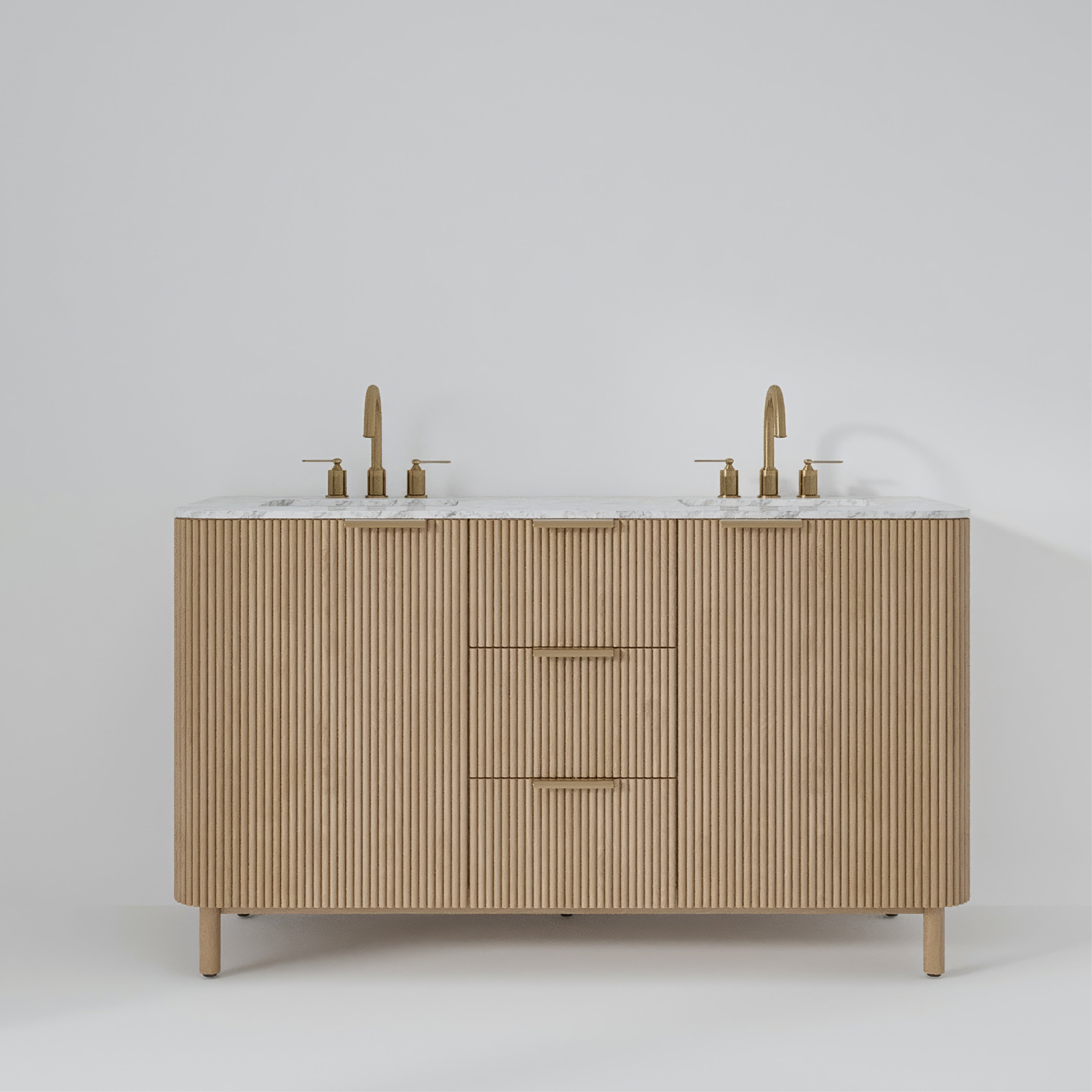 Latitude Run® 66" Double Bathroom Vanity In Light Reeded Birch | Wayfair