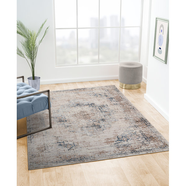 Bungalow Rose Jetaun Polyester Blue/Beige Rug | Wayfair