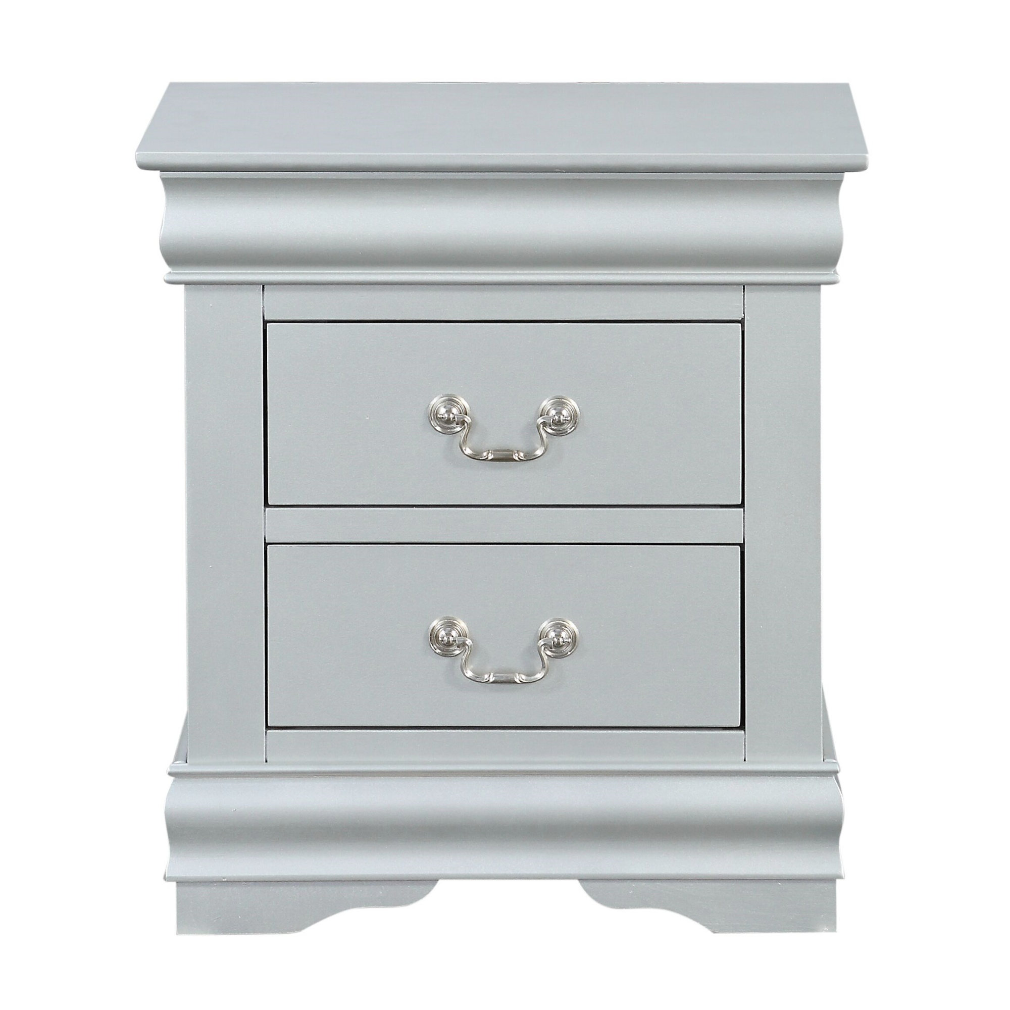 Canora Grey Louis Philippe III Platinum Finish Nightstand, Functional ...