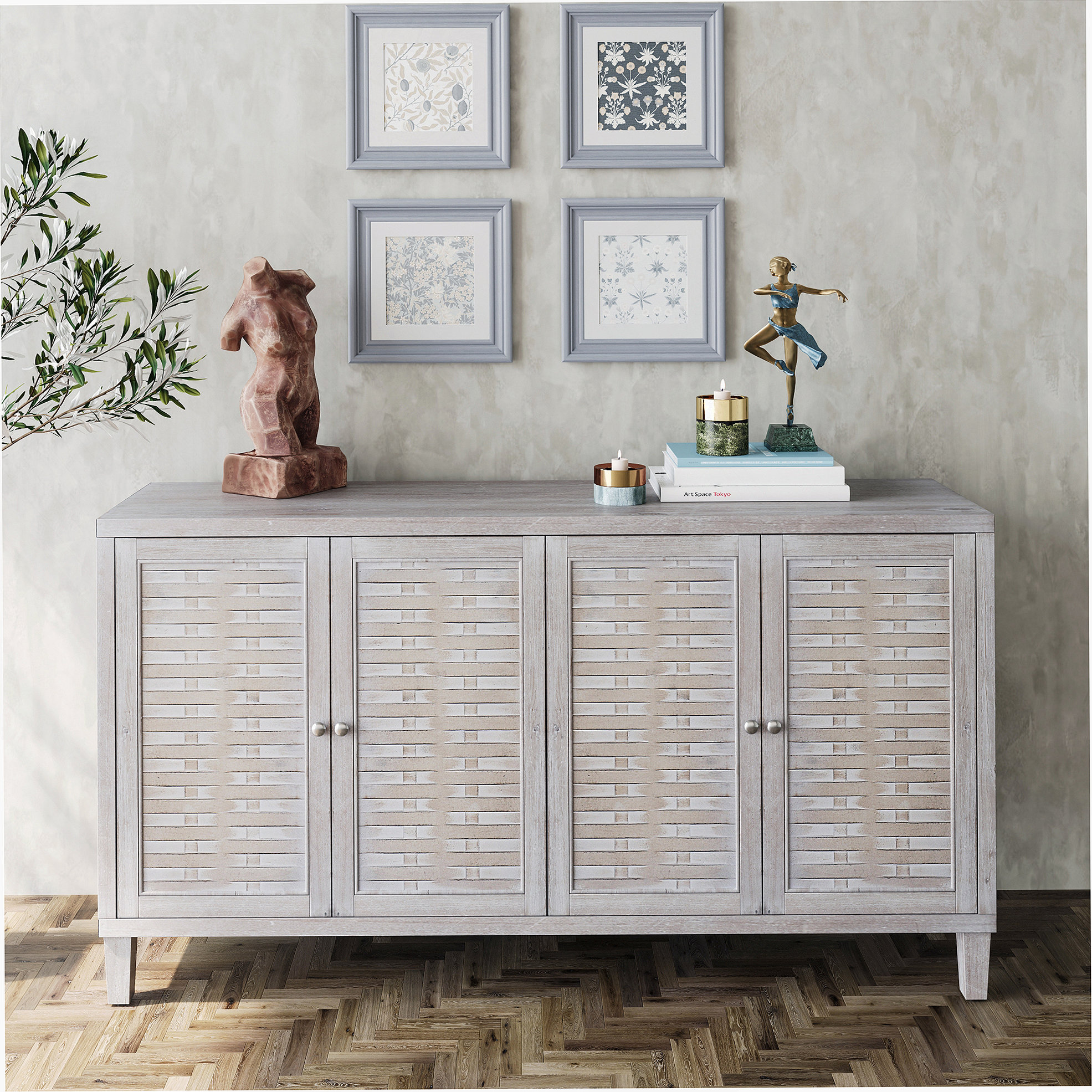 Bay Isle Home™ Accent Cabinet 4 Door Wooden Cabinet Sideboard Buffet ...