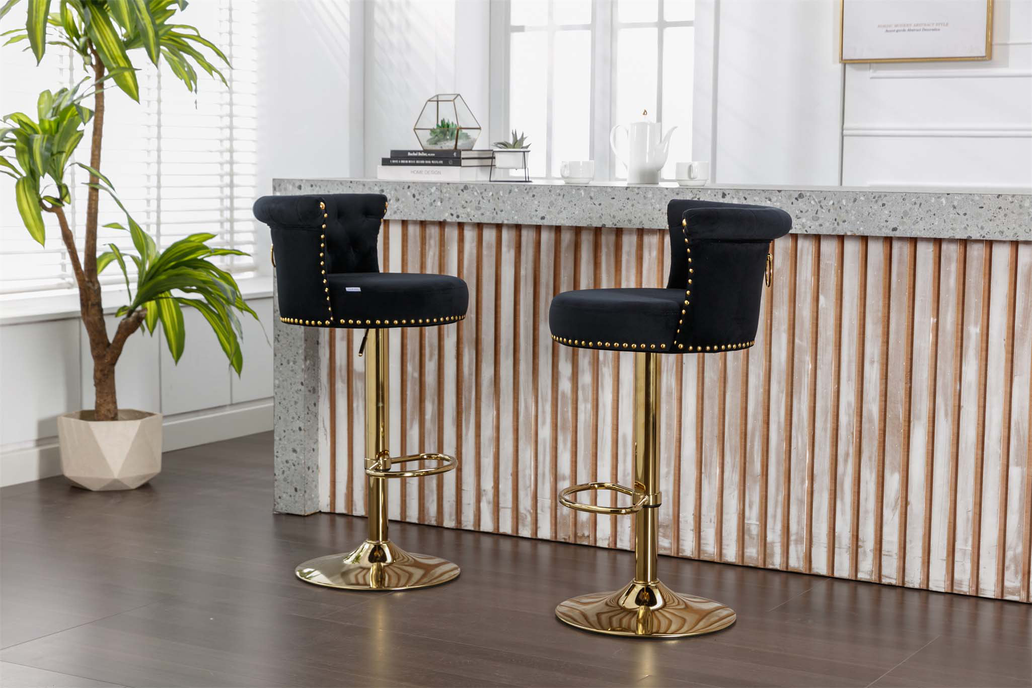 Corrigan Studio Swivel Bar Stools Set of 2, Adjustable Counter Height ...