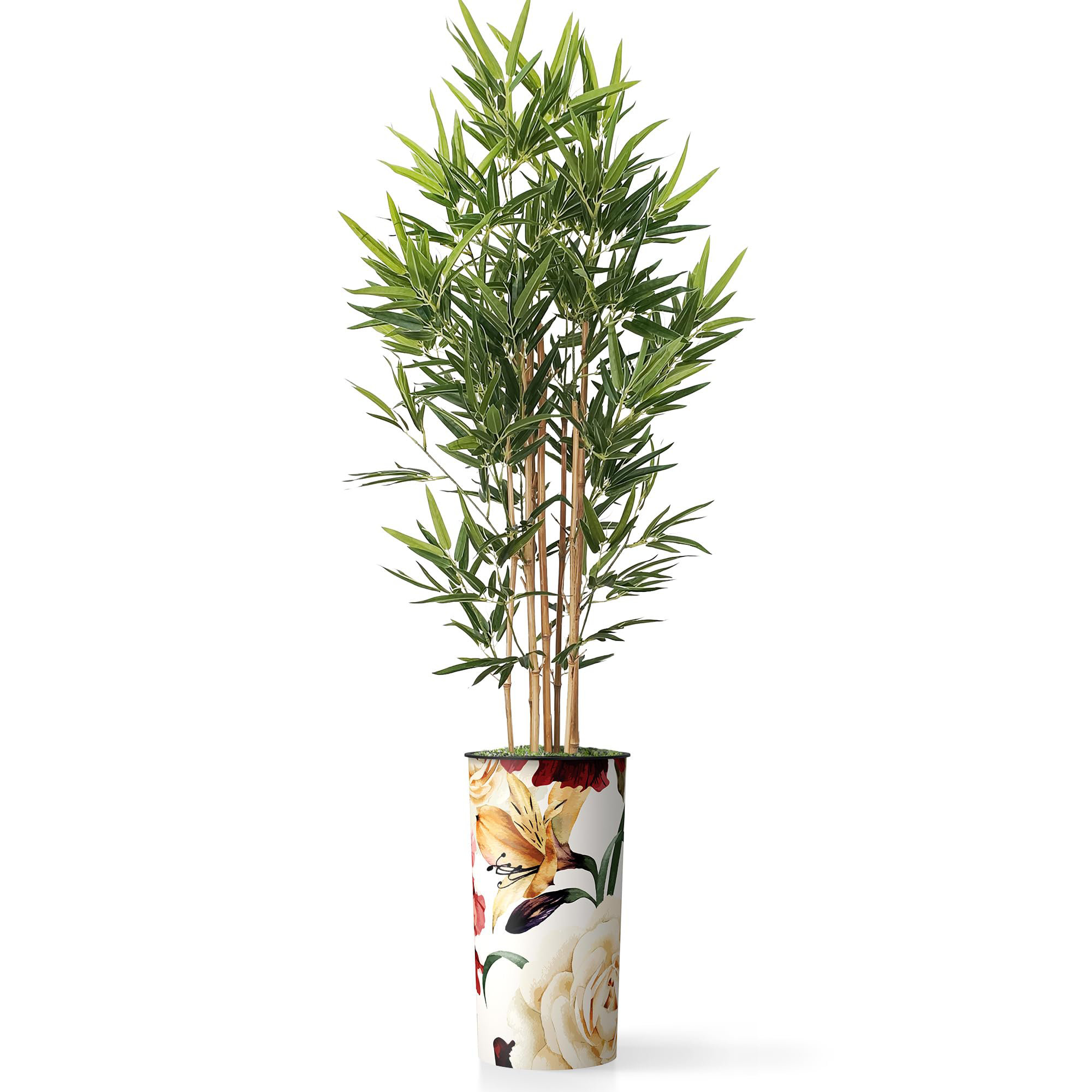 SIGNLEADER Artificial Tree in Contemporary Planter Fake Bamboo Silk ...