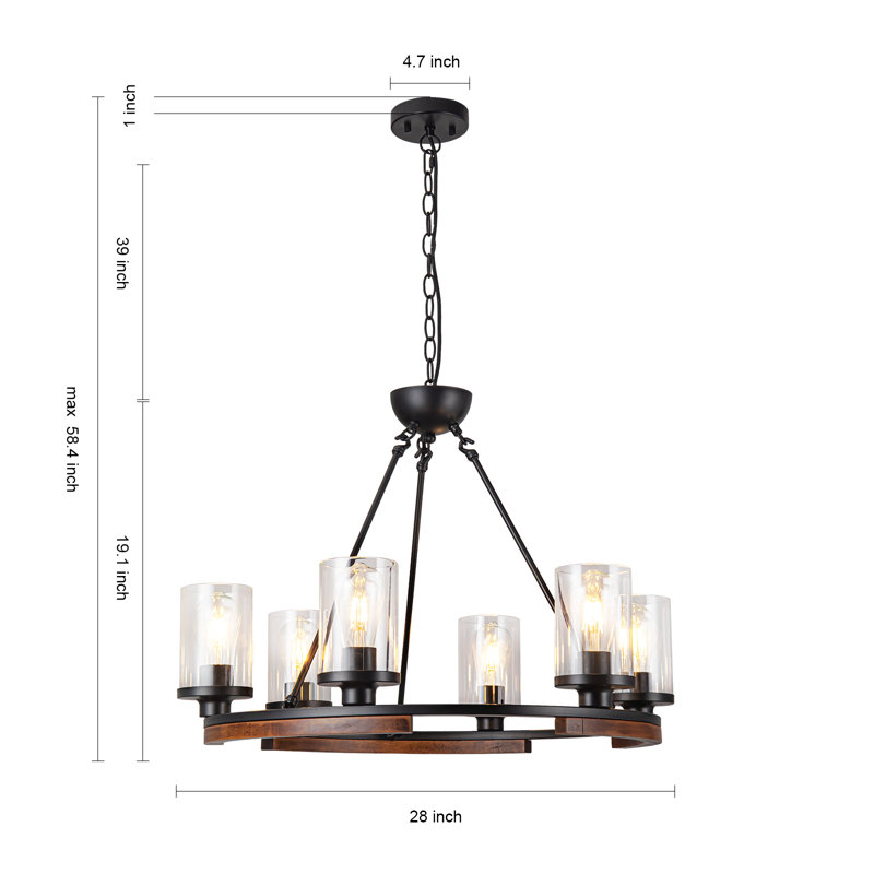 Gracie Oaks Trayven 6 - Light Dimmable Wagon Wheel Chandelier & Reviews ...