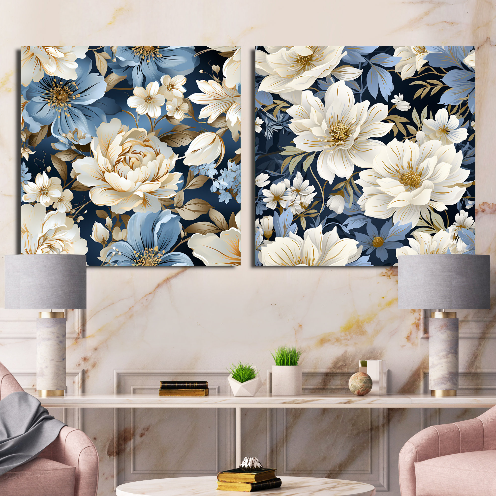 Lark Manor™ Daigre - Floral Square Collage Set Of 2 | Wayfair