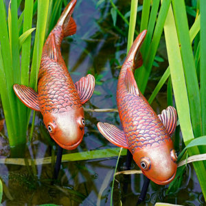 Bay Isle Home™ Antique Koi Fish Garden Statues - Set Of 2 | Exquisite ...