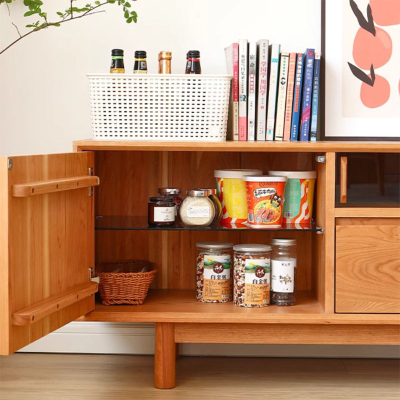 jessica All Solid Wood Cherry Wood TV Cabinet 88.58 W Storage Credenza ...