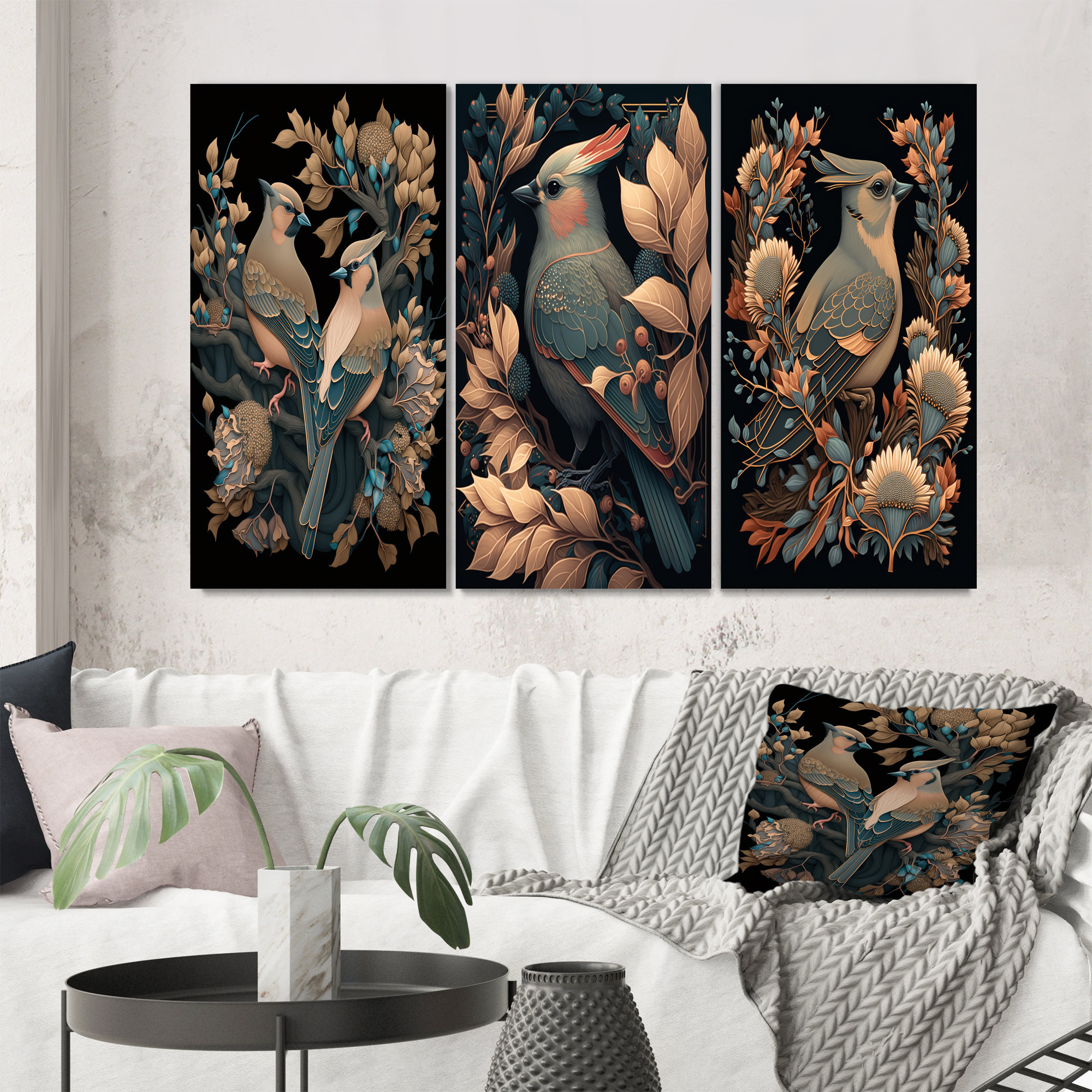 Red Barrel Studio® " Cardinal Bird In Faded Retro Tones " 3 - Pieces on ...