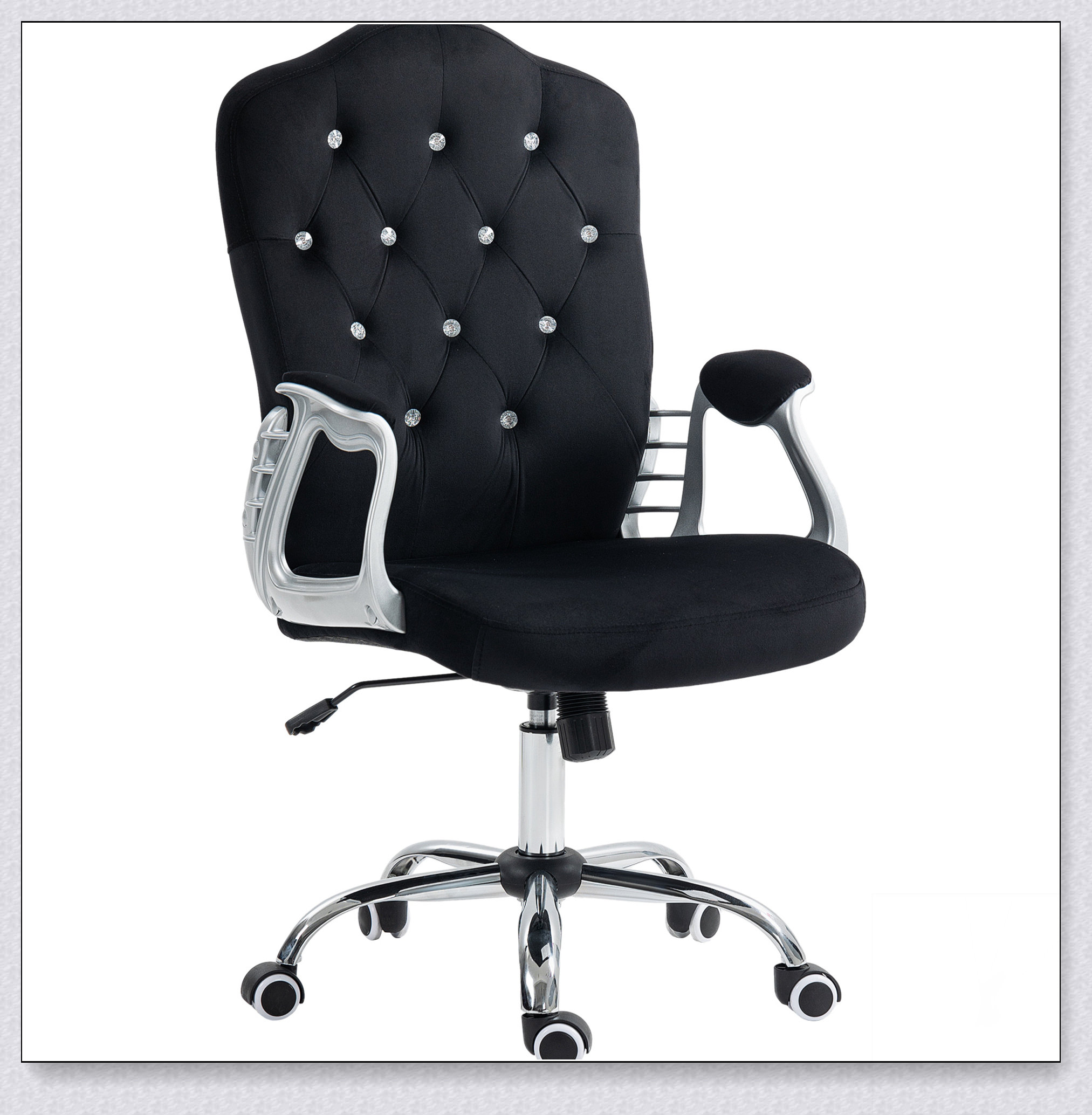 Inbox Zero Home Office Chair, Velvet Computer Chair, Button Tufted Desk ...