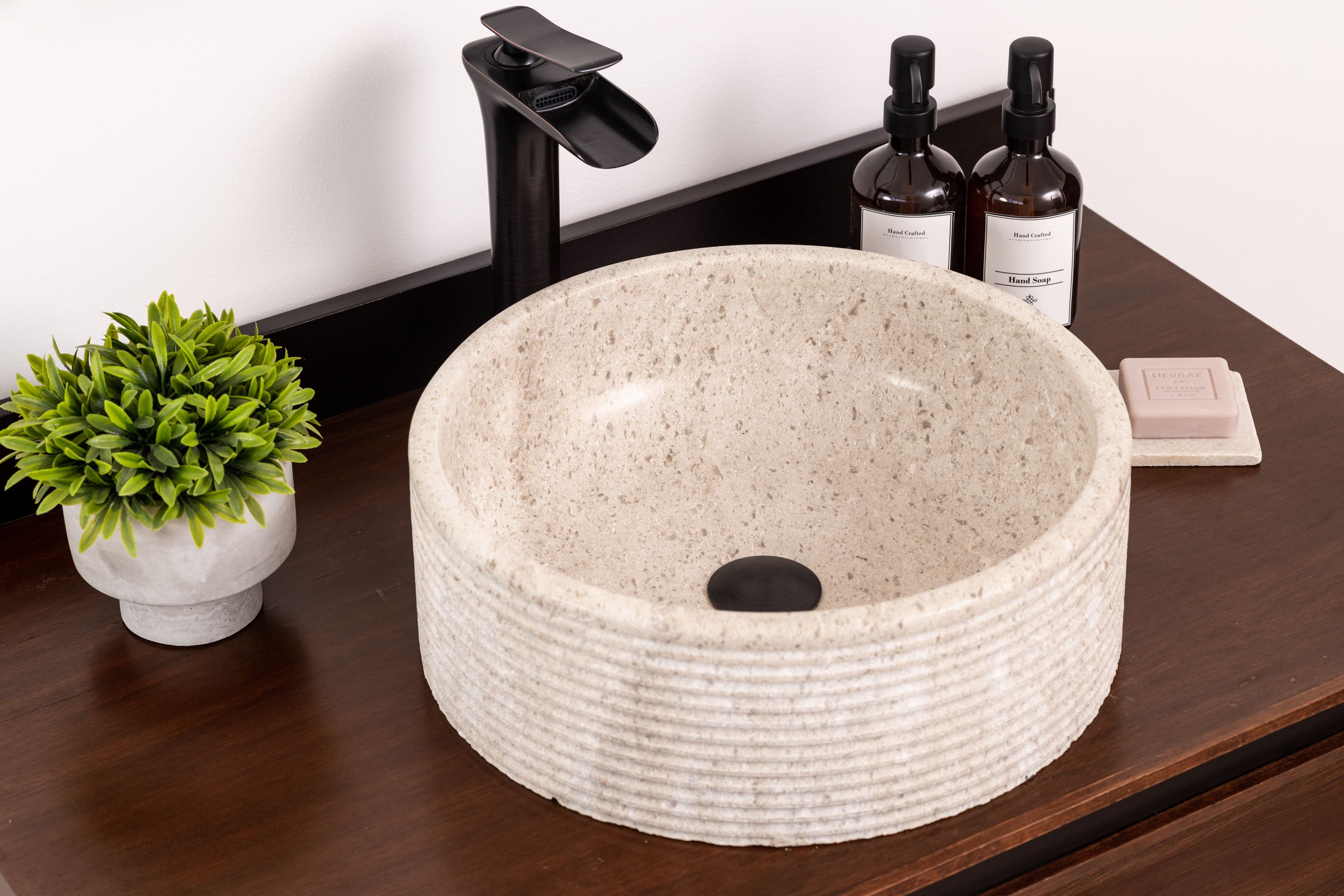 Laguna Marble Bolo Stone Circular Vessel Bathroom Sink | Joss & Main
