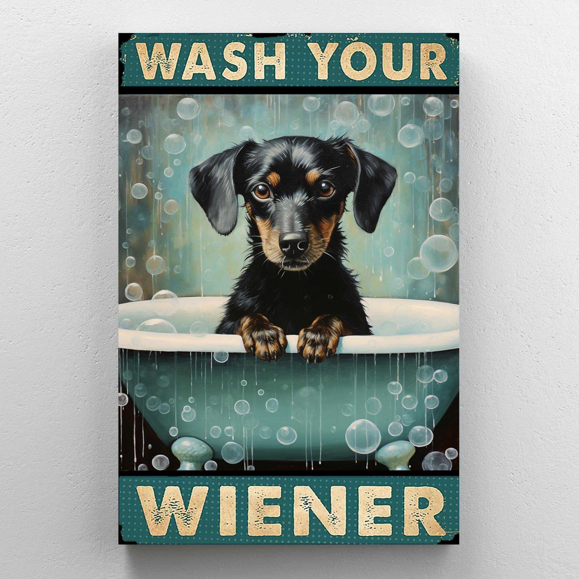 Trinx Dog Wash Your Wiener - 1 Piece Rectangle Graphic Art Print On ...