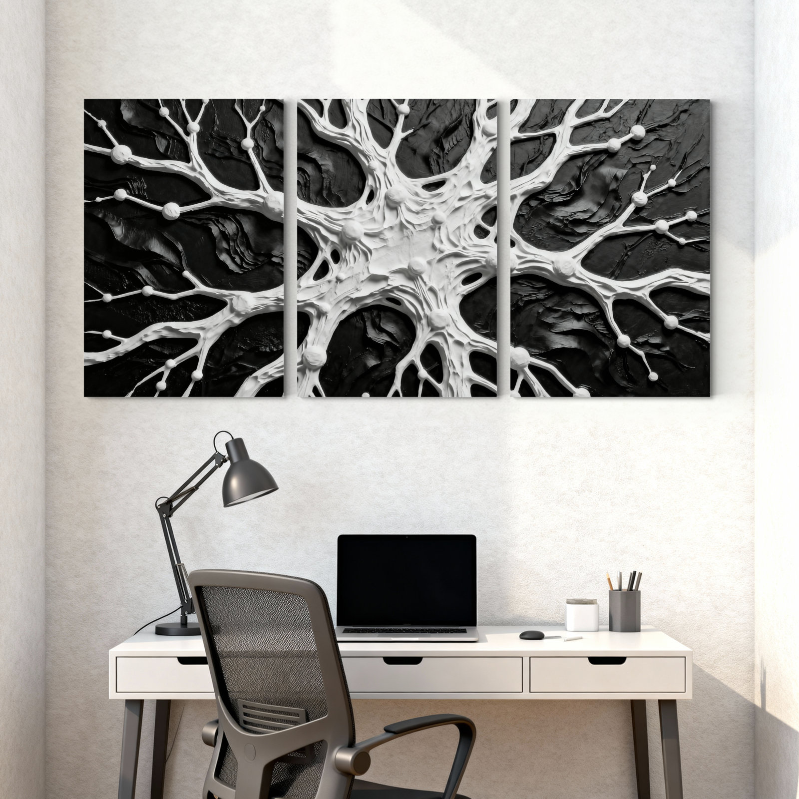 Wrought Studio Abstract Neuron Network Abstract Art Print Set of 3 ...
