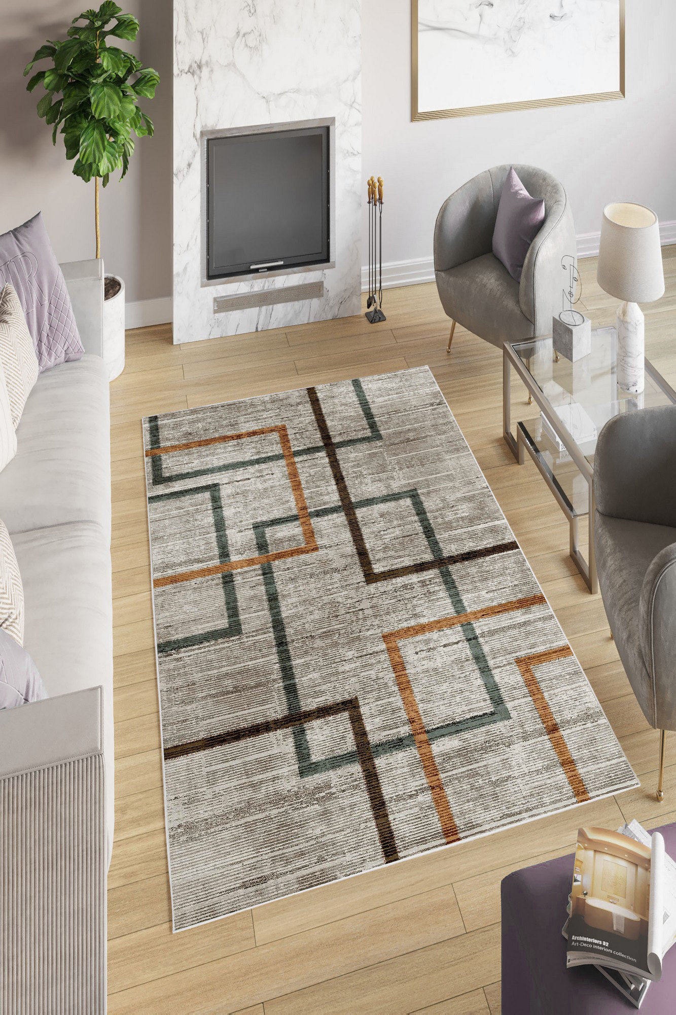 East Urban Home Rectangle Fairstead Abstract Machine Braided Polyester ...