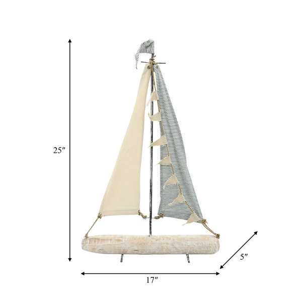 Longshore Tides Iron Sailboat with Cloth Sails Home Decor Decorative ...