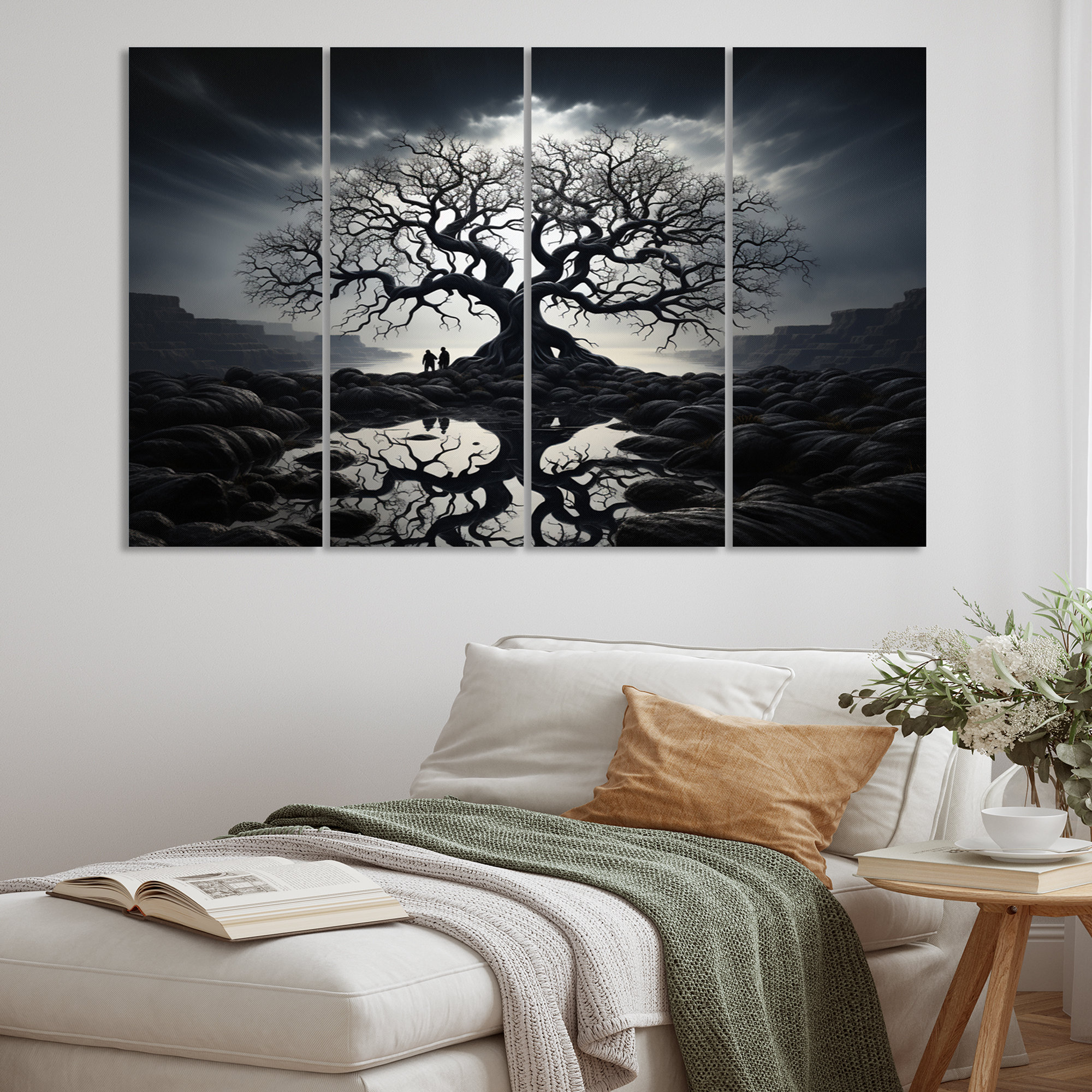 Winston Porter The Contrast Tree Monochrome II On Canvas 4 Pieces Print ...