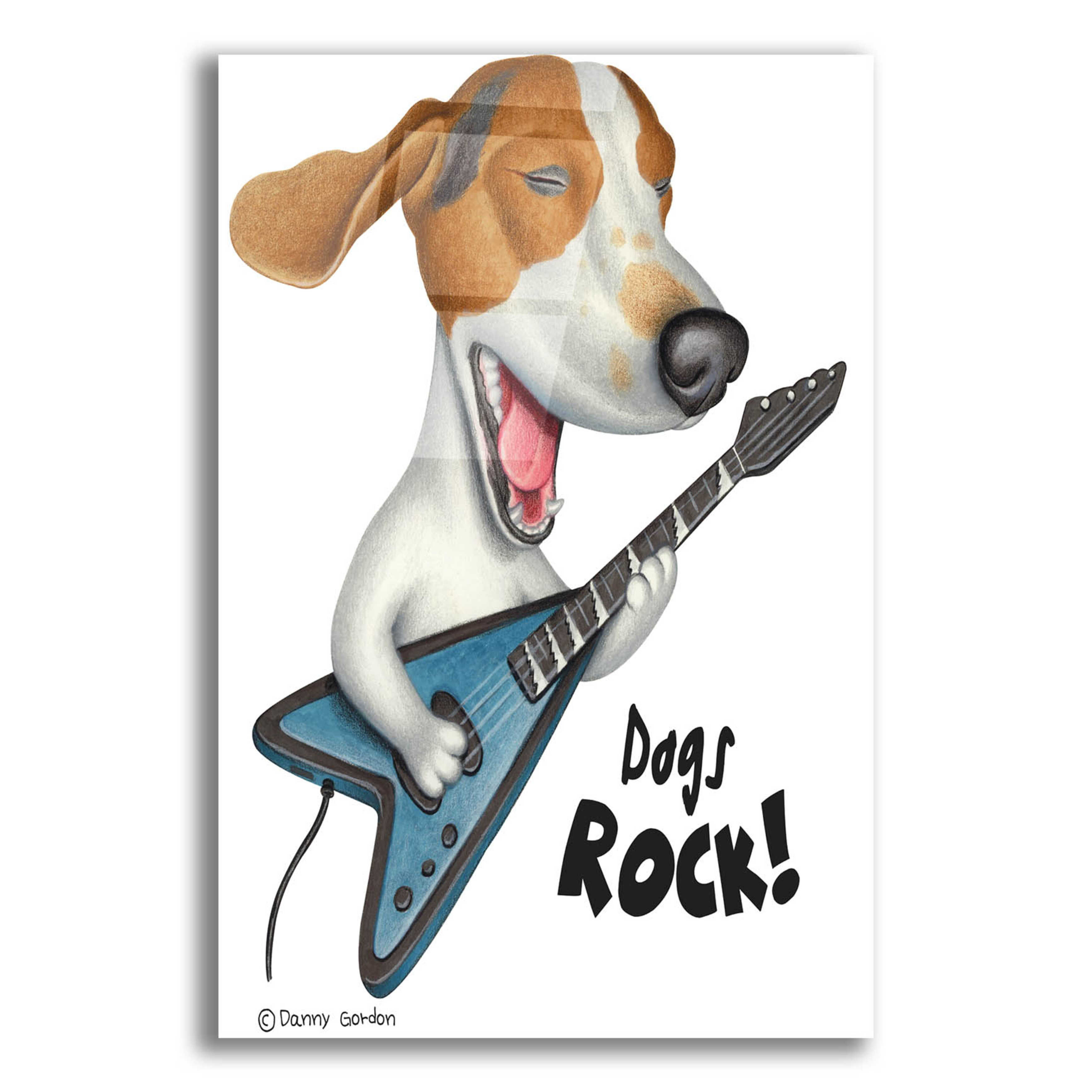 Trinx Basset Hound Dogs Rock On Plastic/Acrylic Print | Wayfair