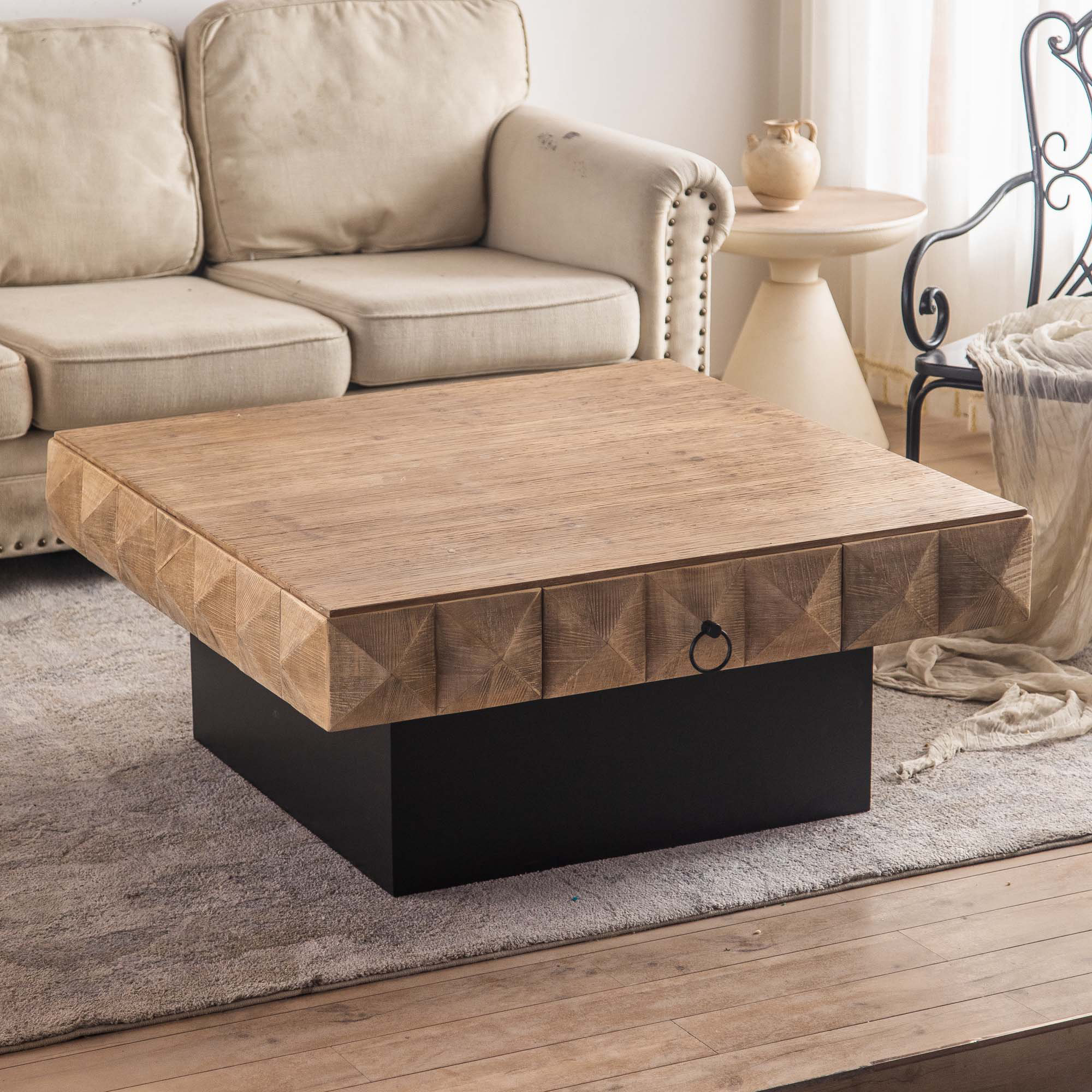 Donk Three-Dimensional Embossed Pattern Square Retro Coffee Table | Wayfair