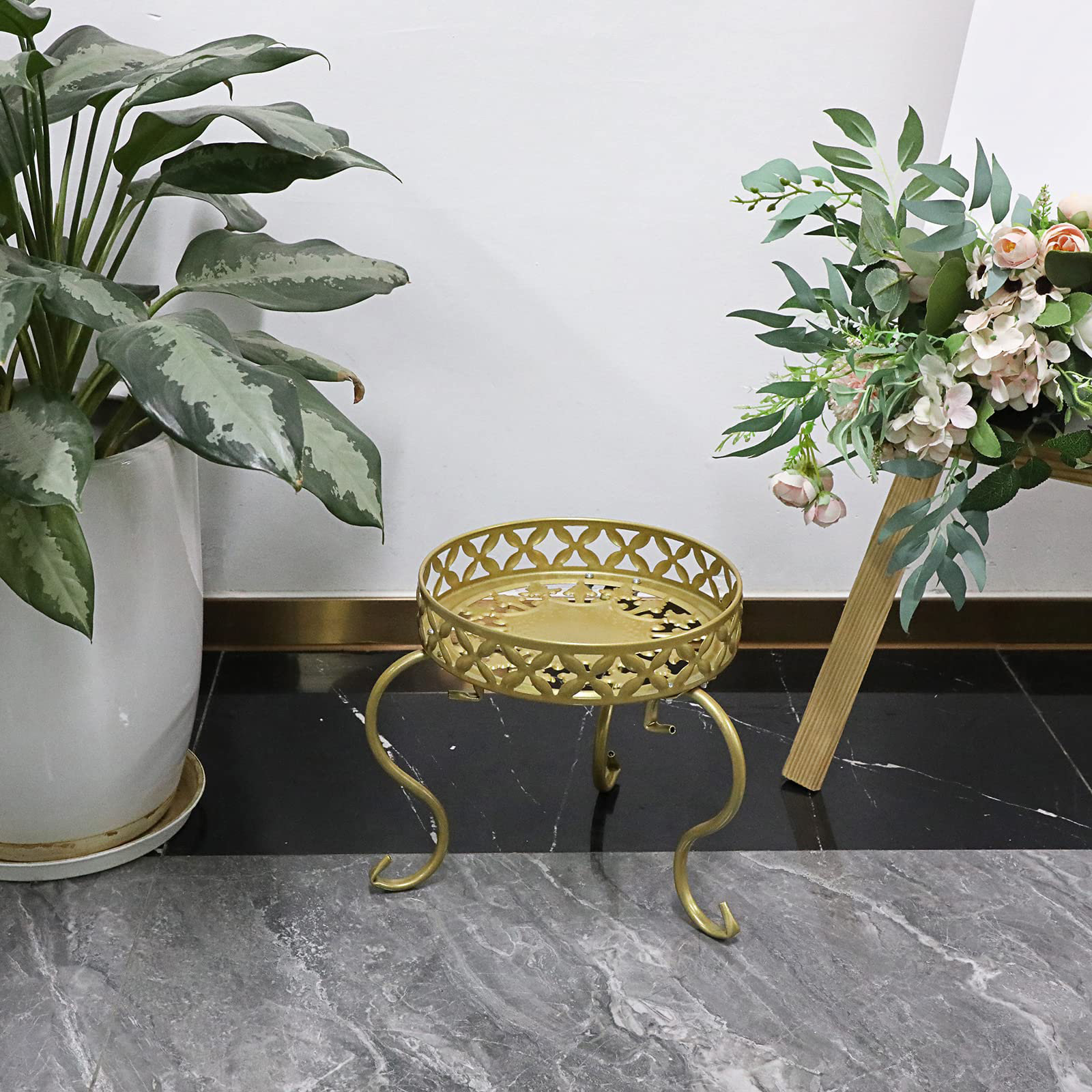 House of Hampton Metal Round Plant Stand Rustproof Iron Flower Pot ...