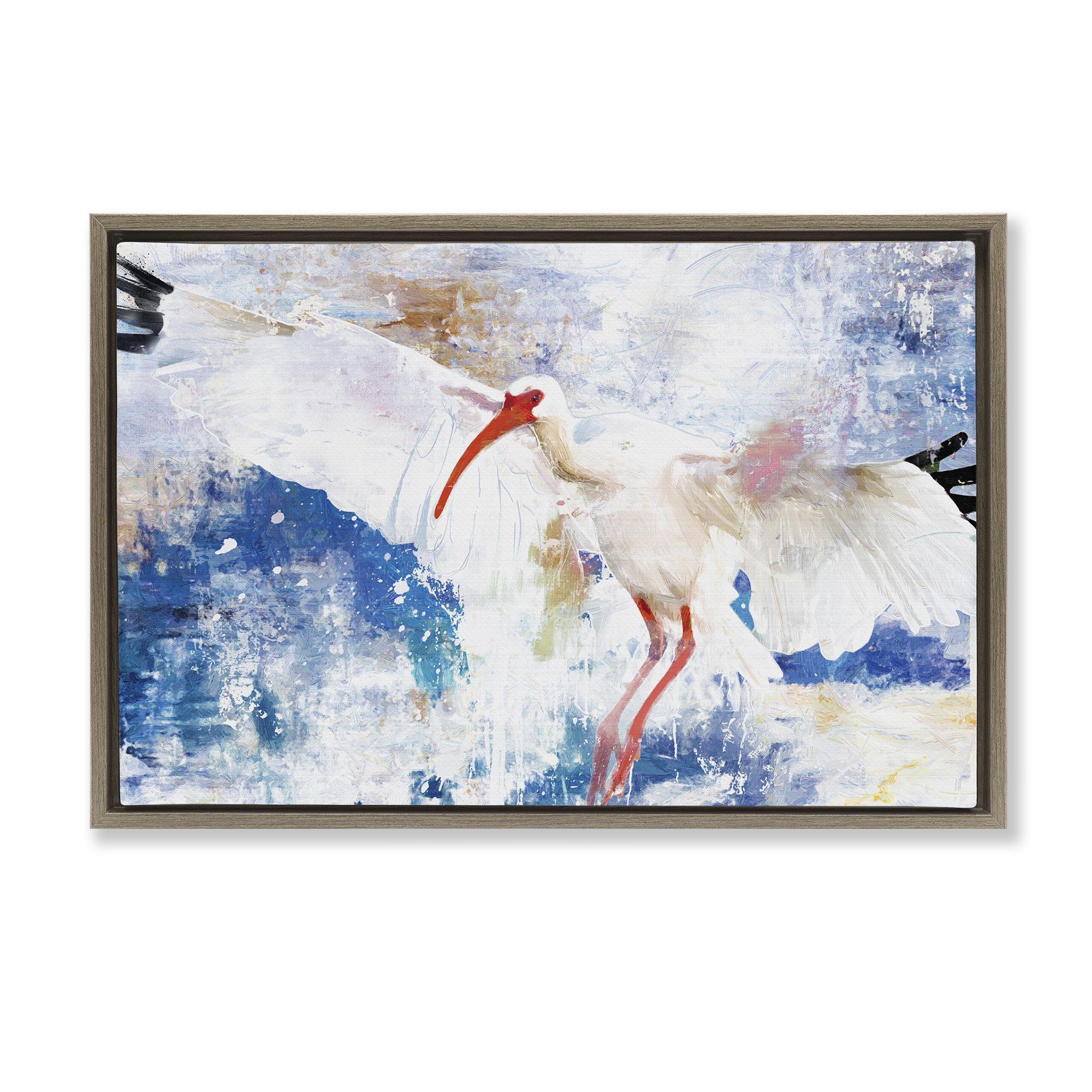 Lark Manor™ Flying Stork Bird Framed Floater Canvas by Porter Hastings ...